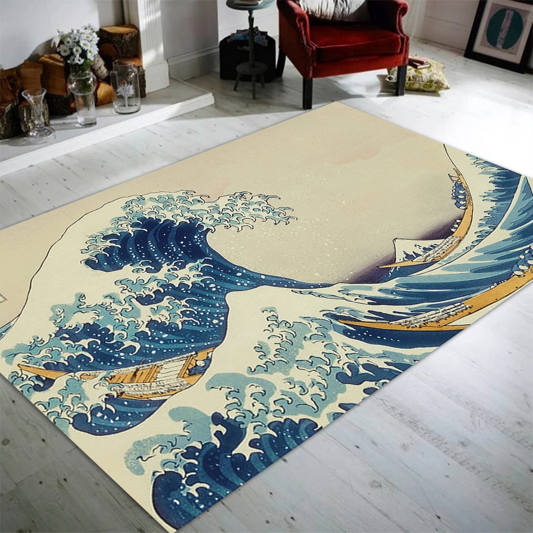 The Great Wave Rug, Japanese Ocean Wave, Japanese Fan, Japanese Decor ...