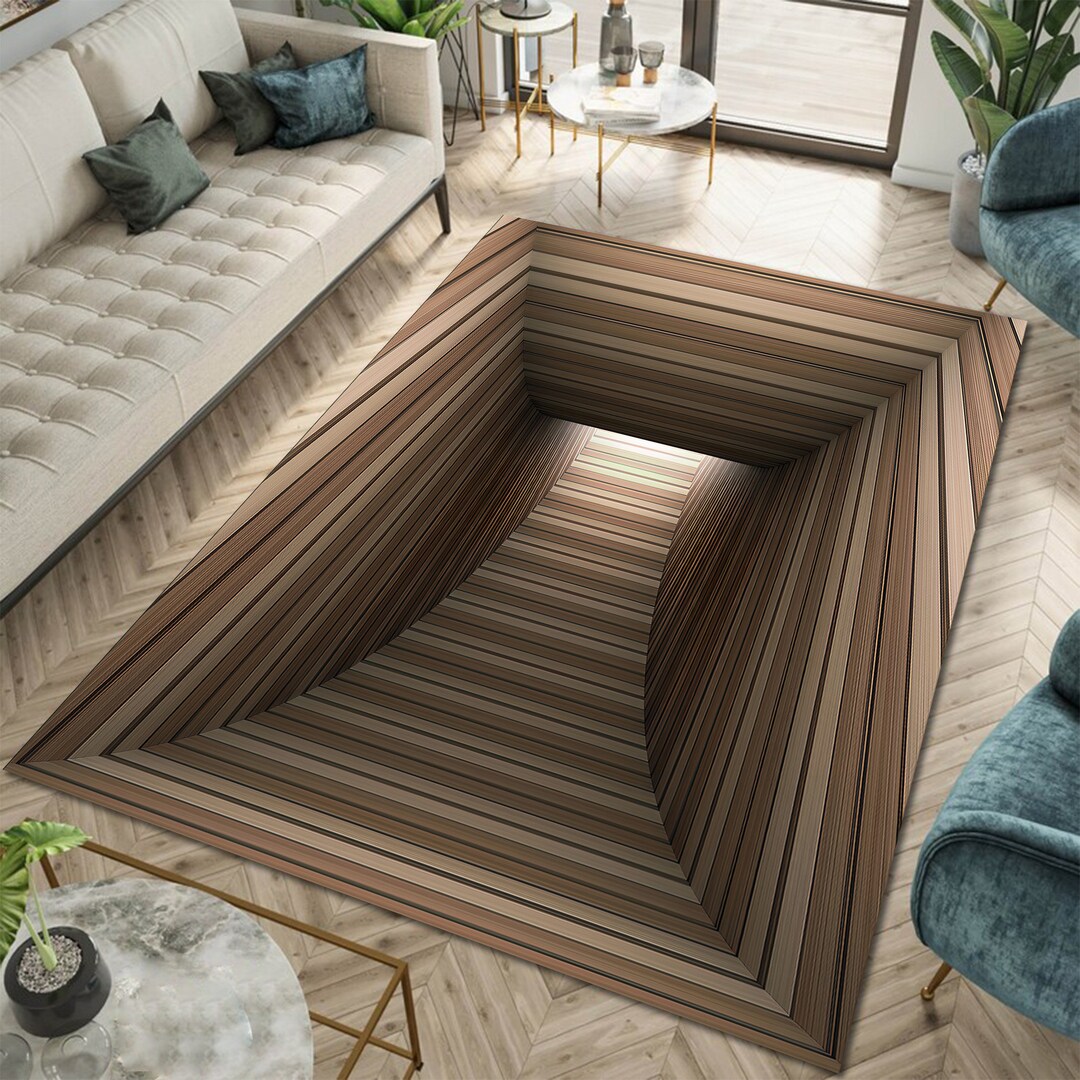 Optical Illusion Printed Rug, Tunnel Rug, 3D Vortex Rug, Machine ...