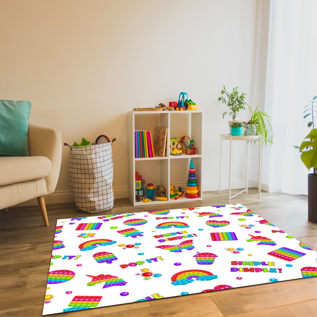 Colorful POP IT Rug, Game Room Rug, Washable Kids Rug, Non-slip Kids ...