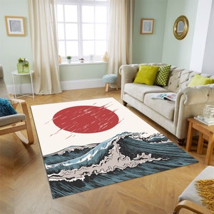 The Great Wave Rug, Japanese Style Rug, Japanese Rug, Modern Rug ...
