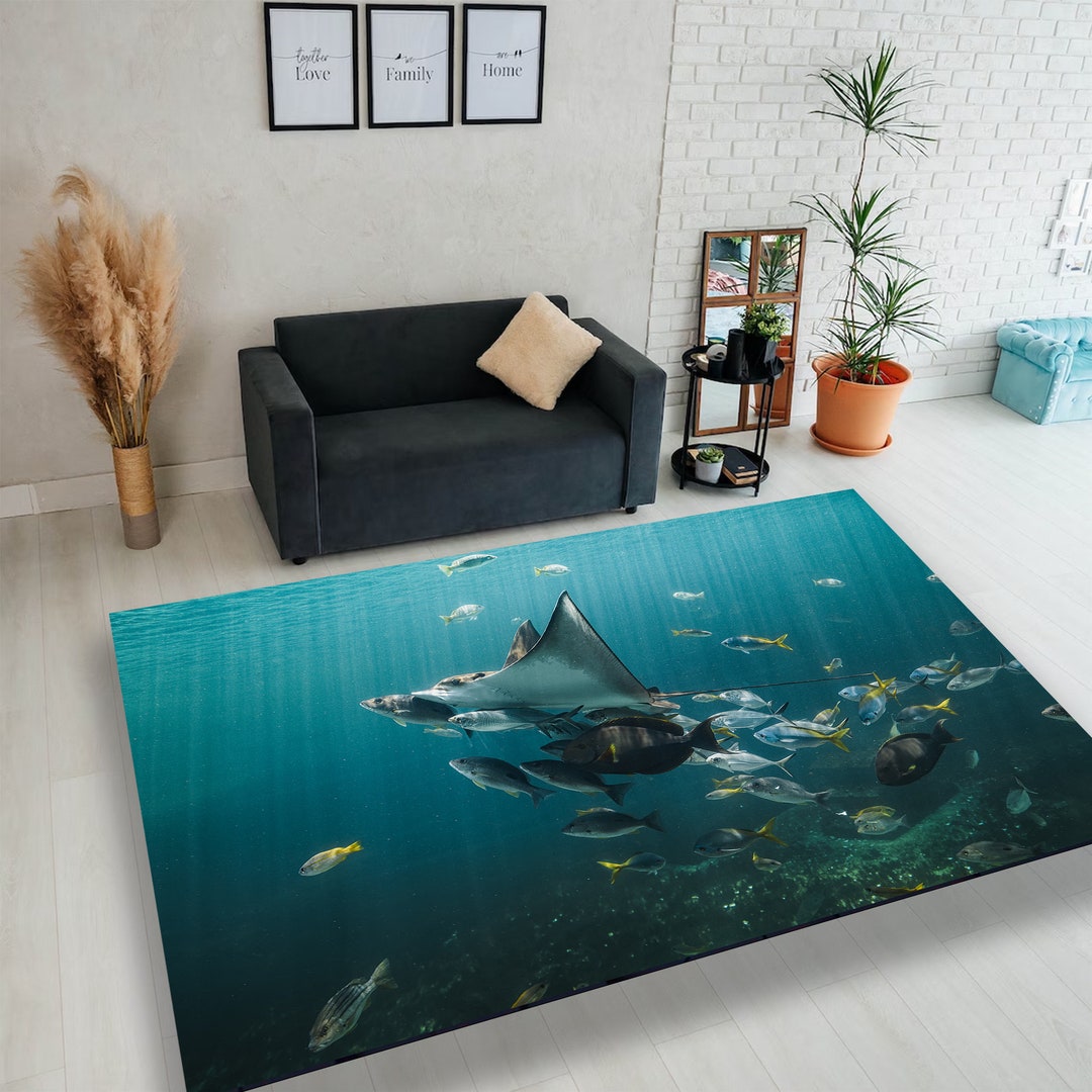 Underwater Rug,sea Rug,ocean Rug,fish Rug,dolphin Rug,sea Theme Rug ...