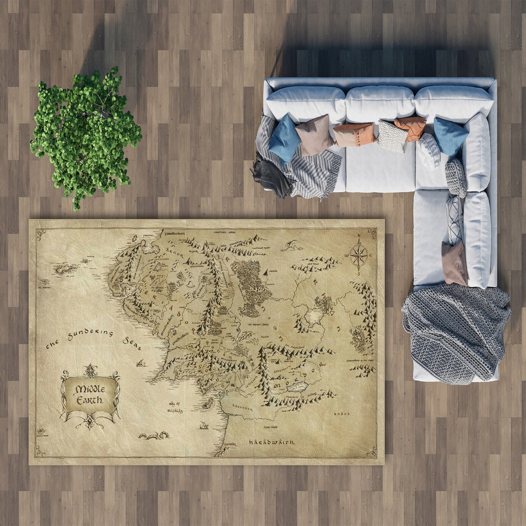Antique Map Rug, Lord of the Rings, Home Decor, Personalized Gift ...