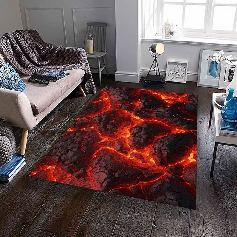 Lava Rug, Lava Pattern Rug,hot Lava Rug, Volcano Floor Rug, Home Decor ...