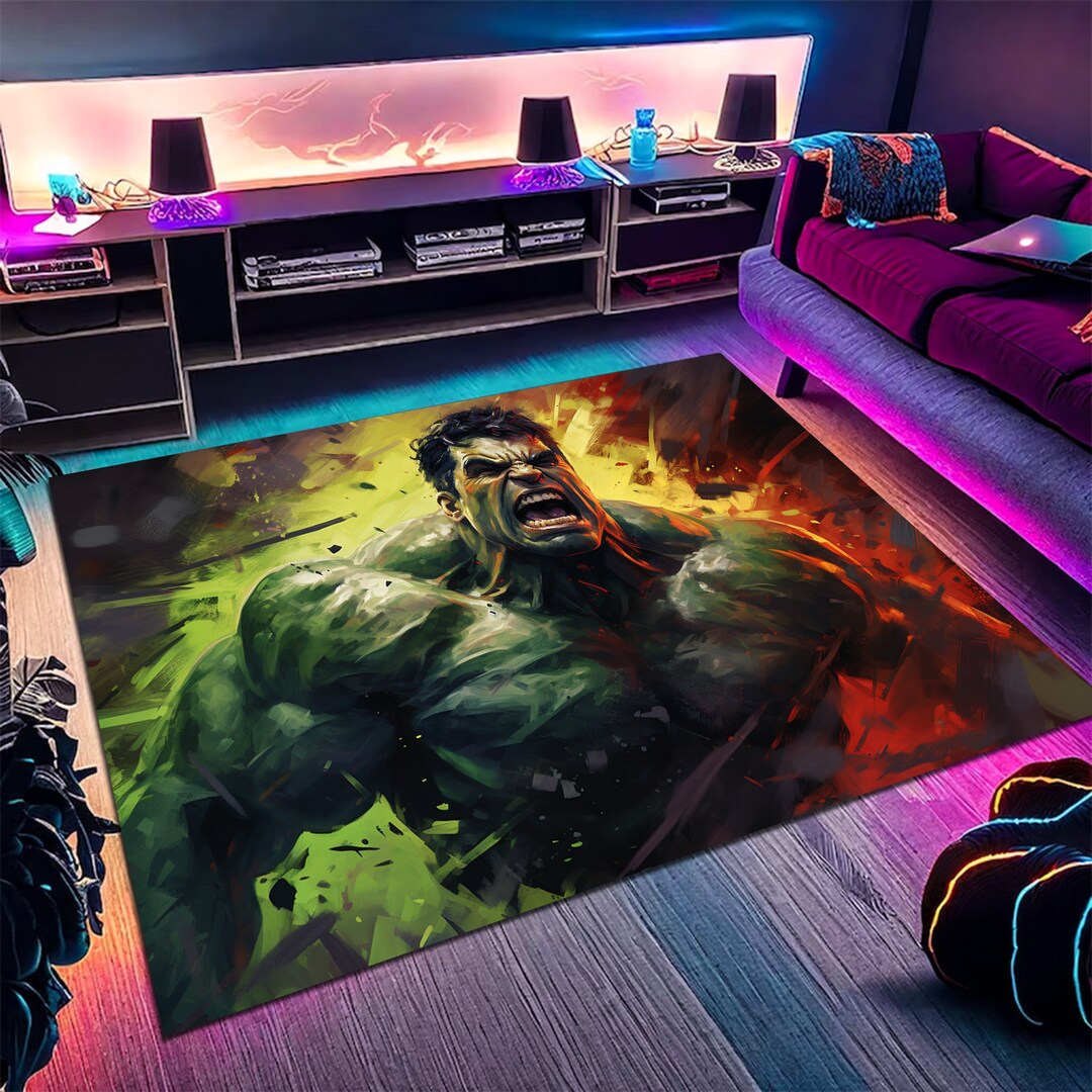 Hulk Themed Carpet, Hulk Carpet, Superhero Movie Rug, Gift for Him ...