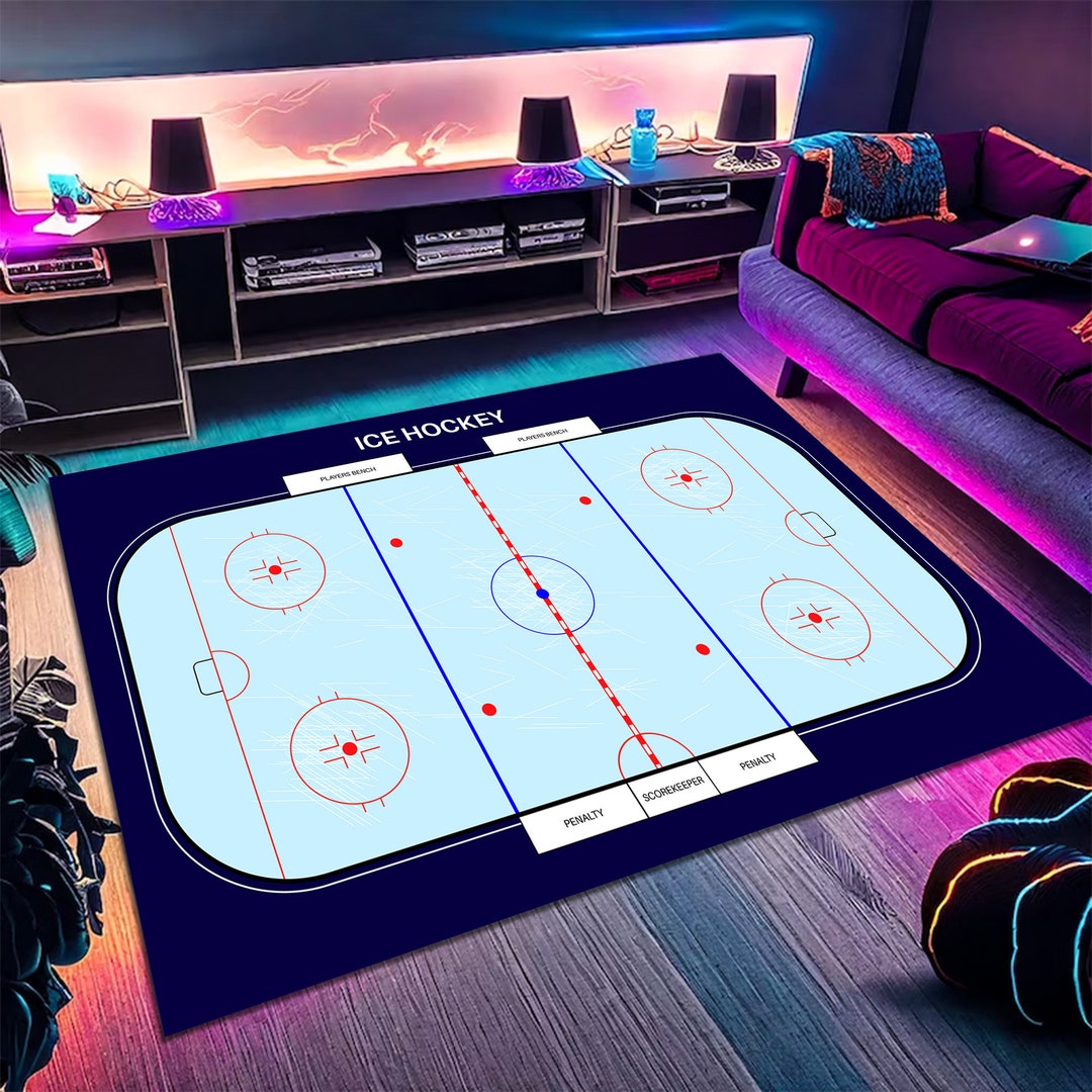 Ice Hockey Rug, Ice Hockey Field, Team Rug, Sport Rug, Area Rug, Floor ...