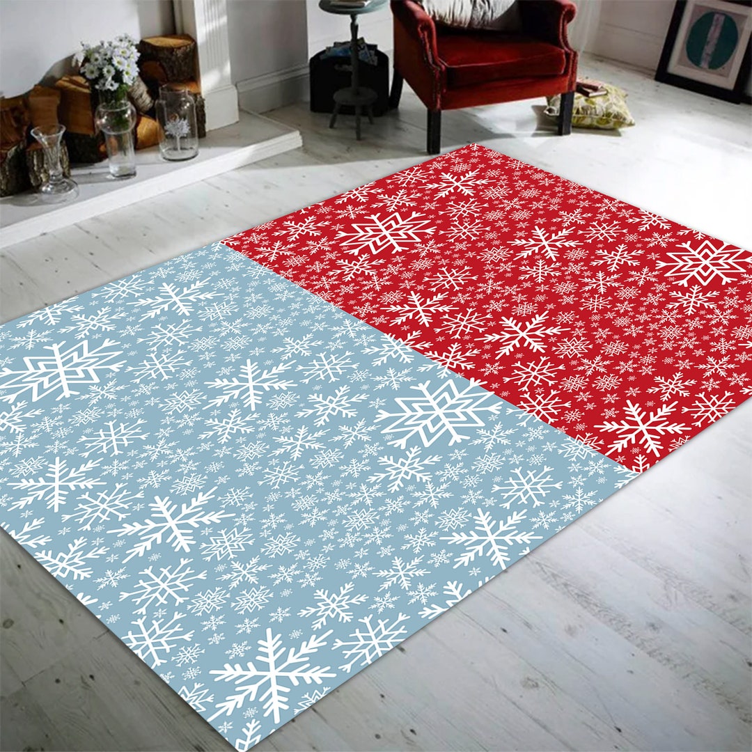 Snowflake Rug, Christmas Rug, Christmas Decor, White Snow, Christmas ...