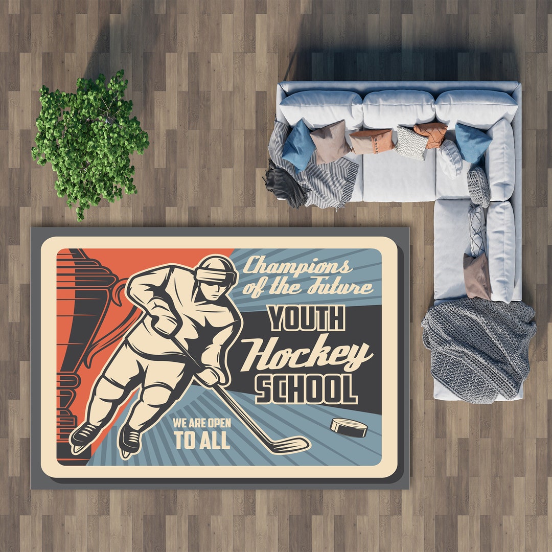 Ice Hockey Rug, Ice Hockey Player, Team Rug, Sport Rug, Area Rug, Floor ...