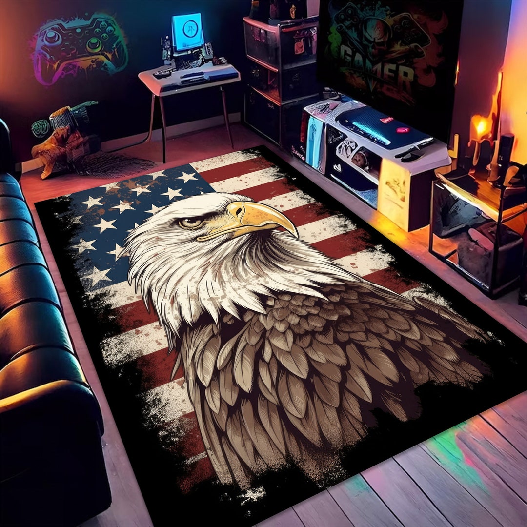 American Flag Rug, America Eagle Flag, USA Flag Rug, United States Flag ...