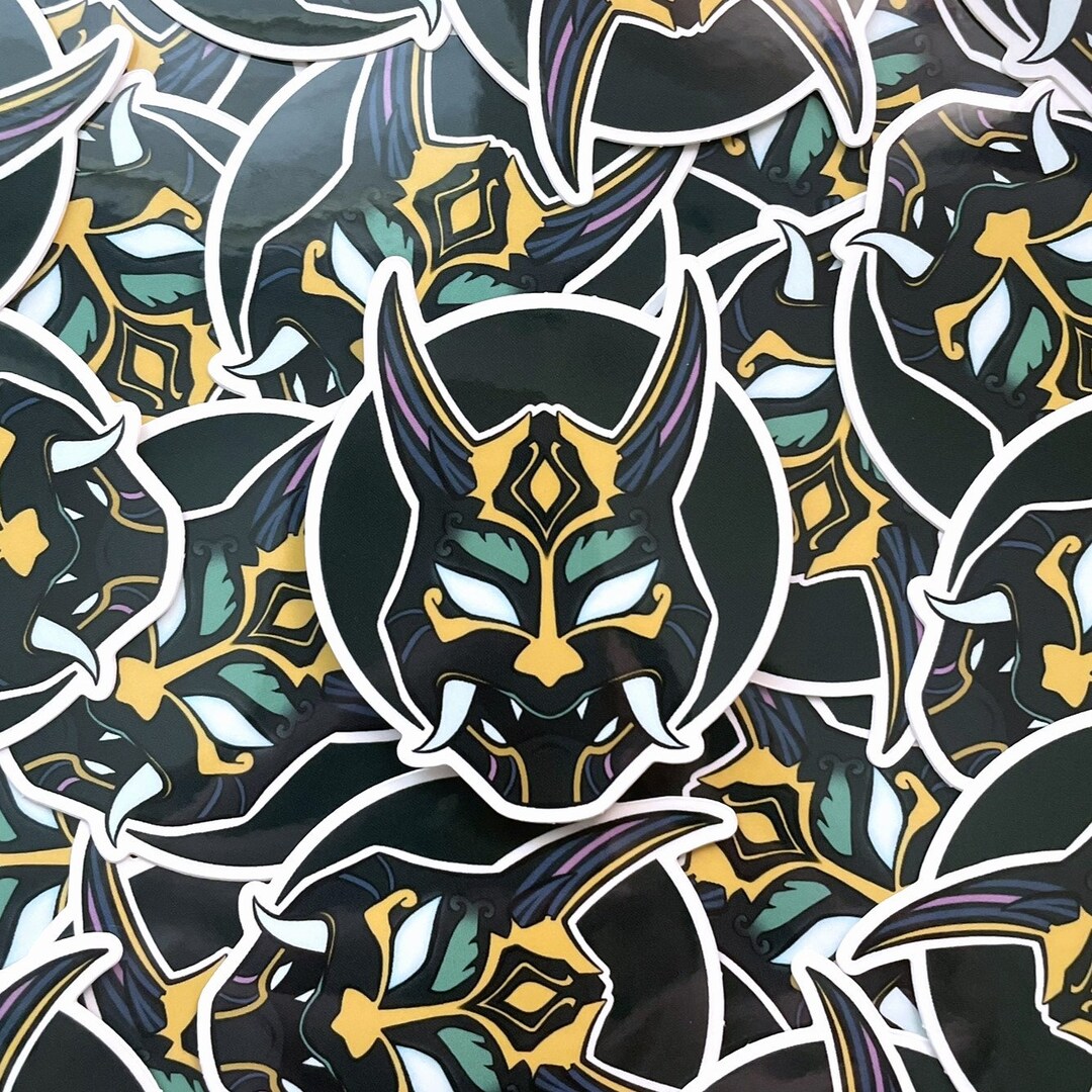 Genshin Impact Xiao Oni Mask 2x2 Sticker - Etsy