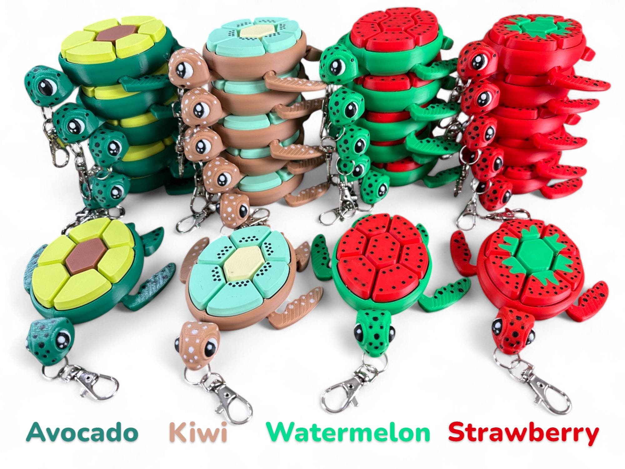 3D Printed Turtle Fidget Clicker Keychain - Desktop Fidgets - Sensory ...