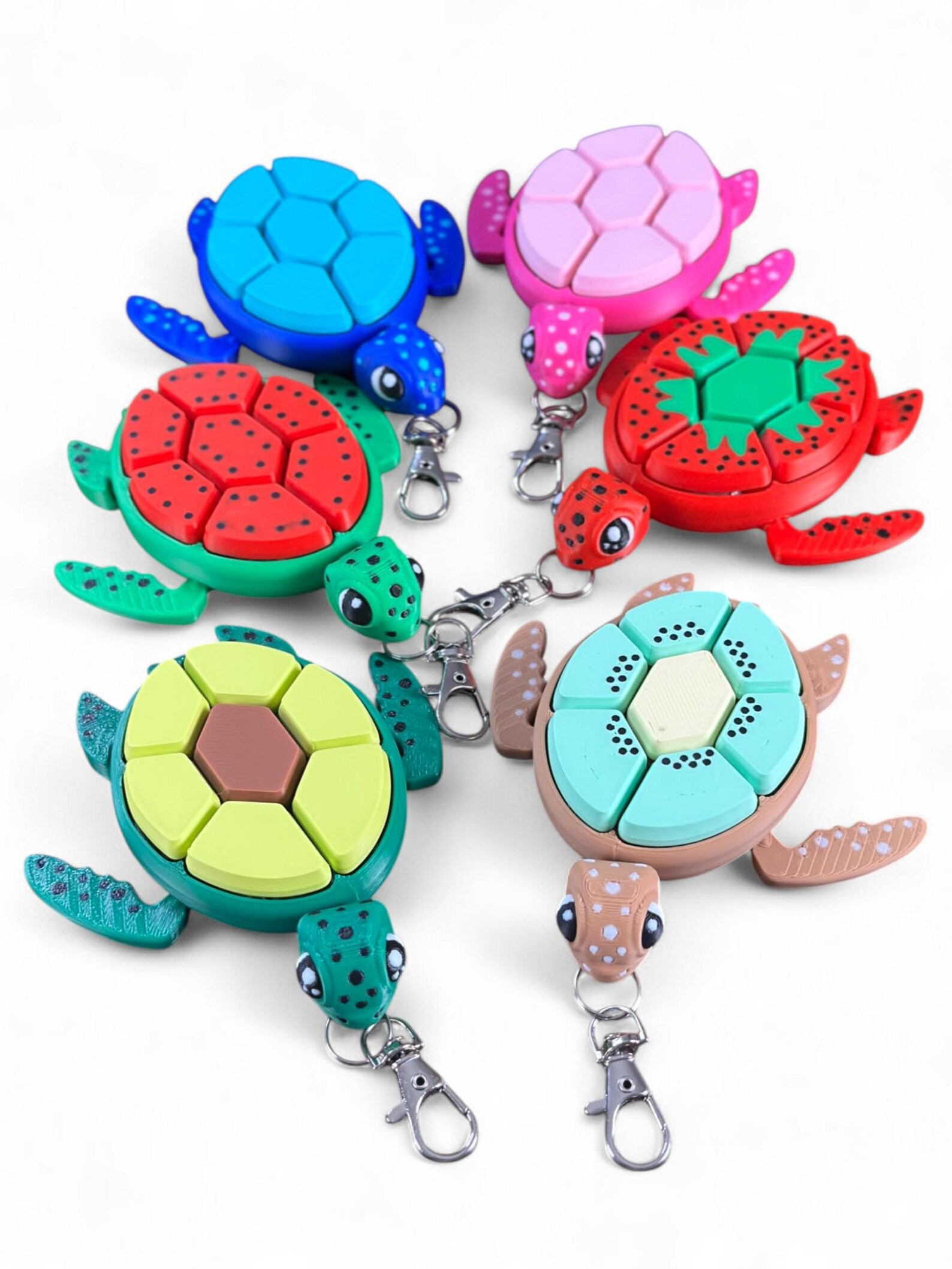 3D Printed Turtle Fidget Clicker Keychain - Desktop Fidgets - Sensory ...