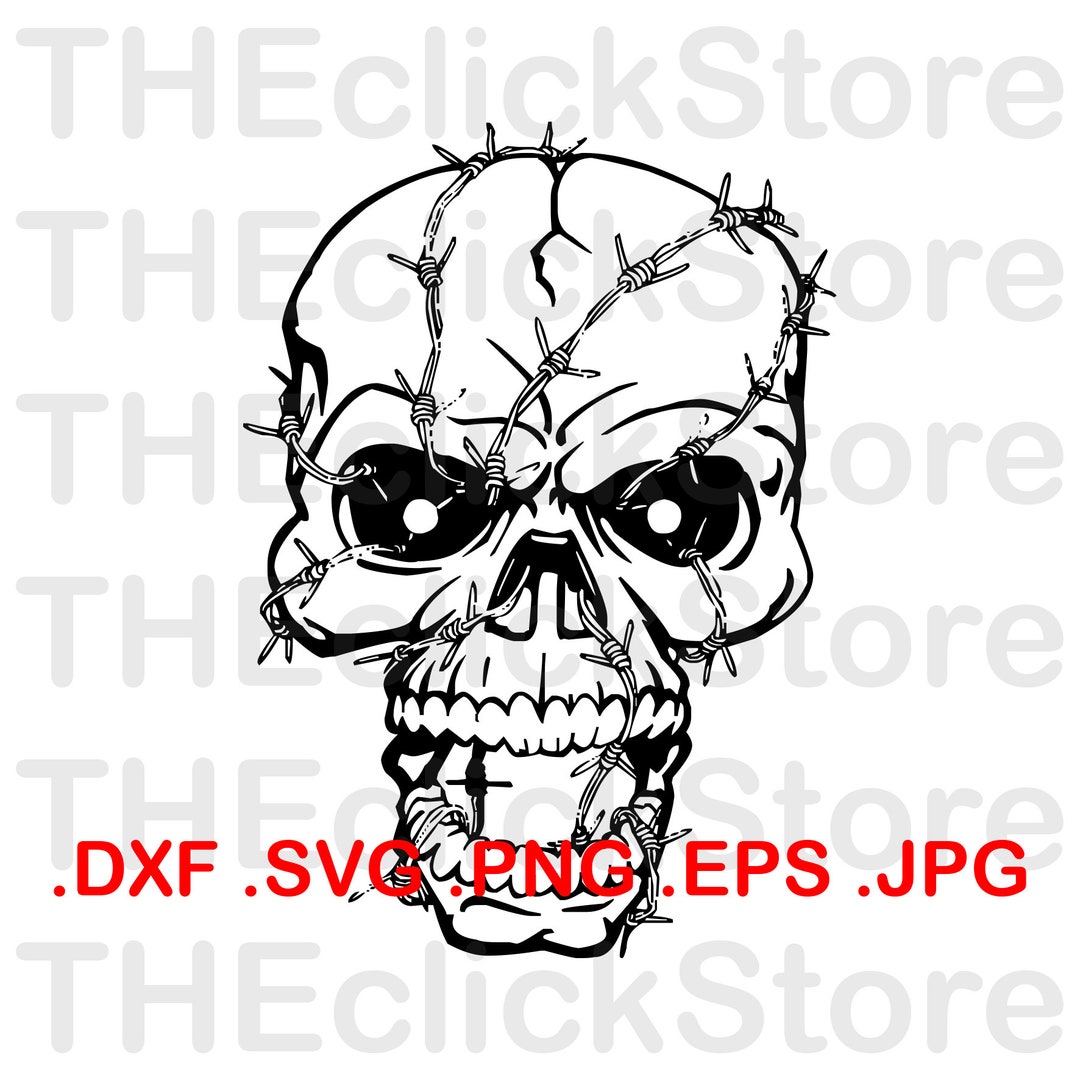 Skull Barbed Wire Svg Skull Svg Snake Svg Wired Skull Svg - Etsy