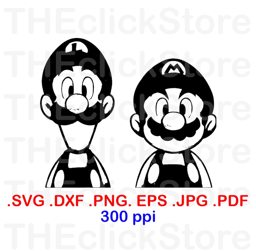 Mario Svg Mario And Luigi Svg Luigi Svg Png Dxf Eps Etsy