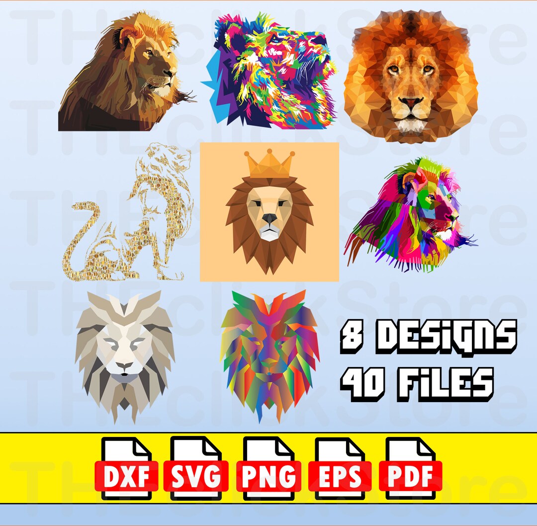 Lion Head Bundle SVG , PNG , Eps , Dxf , Pdf, Lion Head , Lions Head ...