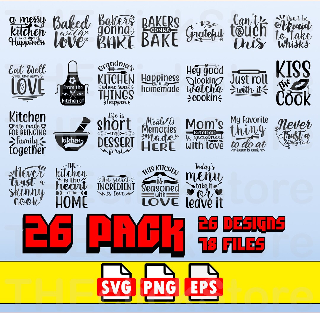 Baking Svg Bundle, Kitchen SVG Bundle, Baking Svg, Baking Quotes, Pies ...
