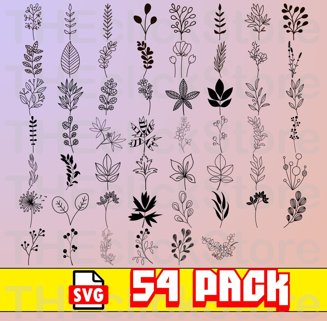 Botanical SVG Bundle, Botanical Flowers Svg, Botanical Leaves Svg, Fine ...