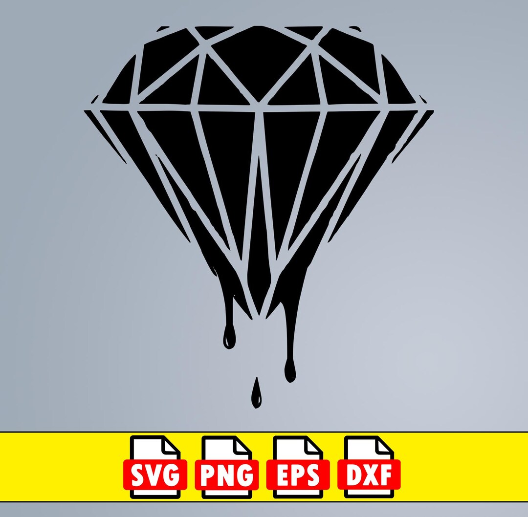 Black Dripping Diamond Svg Png Eps Dxf, Gemstone Svg , Crystal Svg ...
