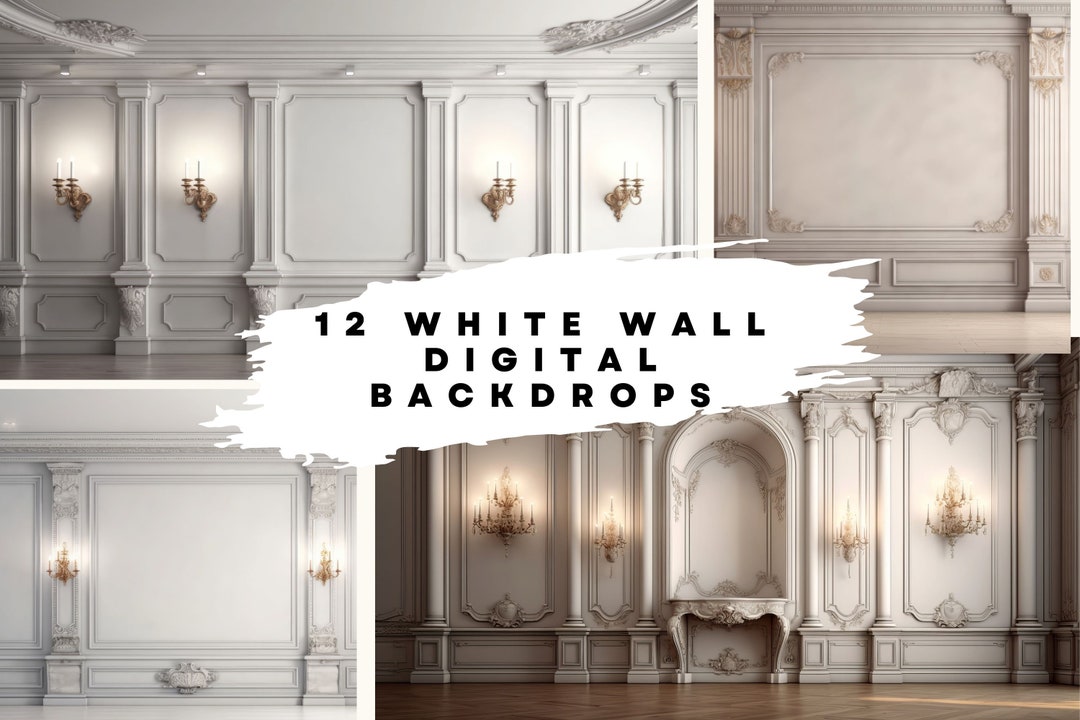 12 Digital Backdrops of Mansion Wall Interiors (color White) for ...