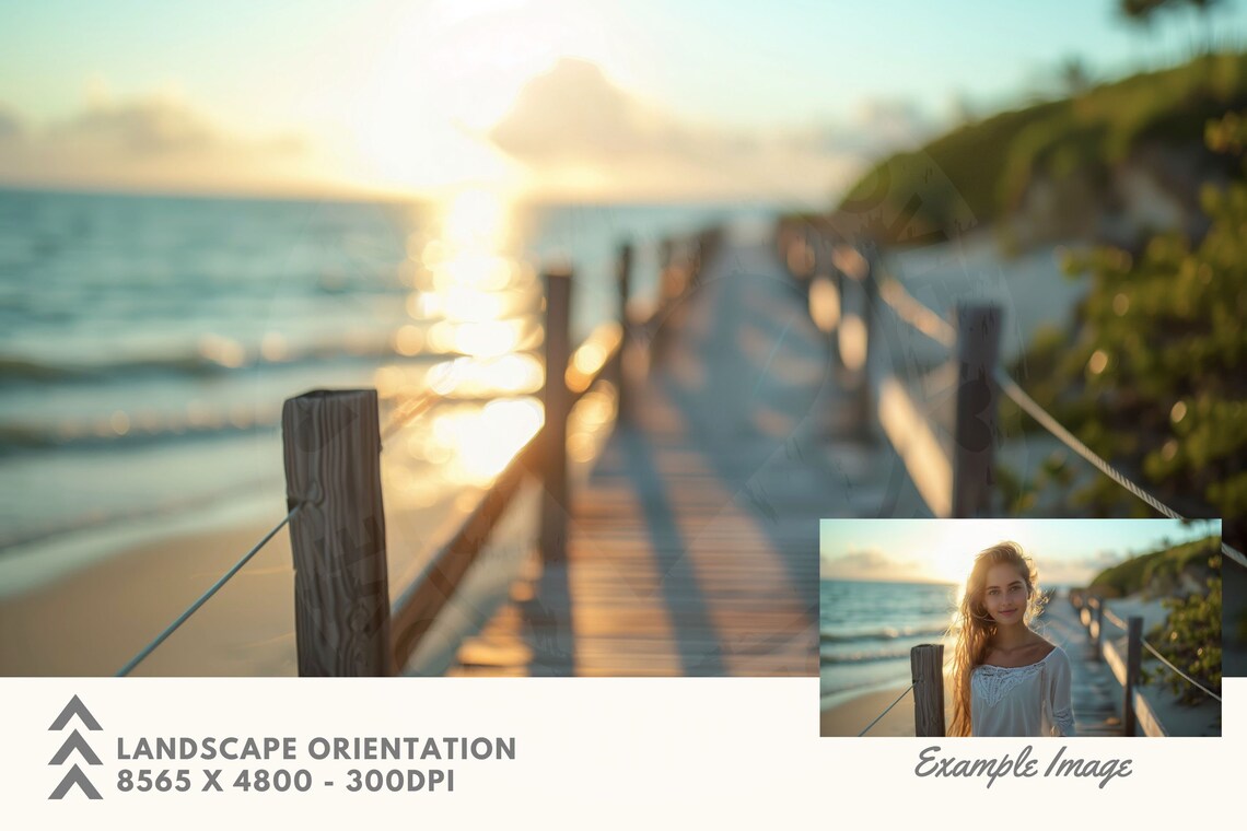 16 Beach Boardwalk Digital Backdrops at 300DPI size: 8565 X 4800 for ...