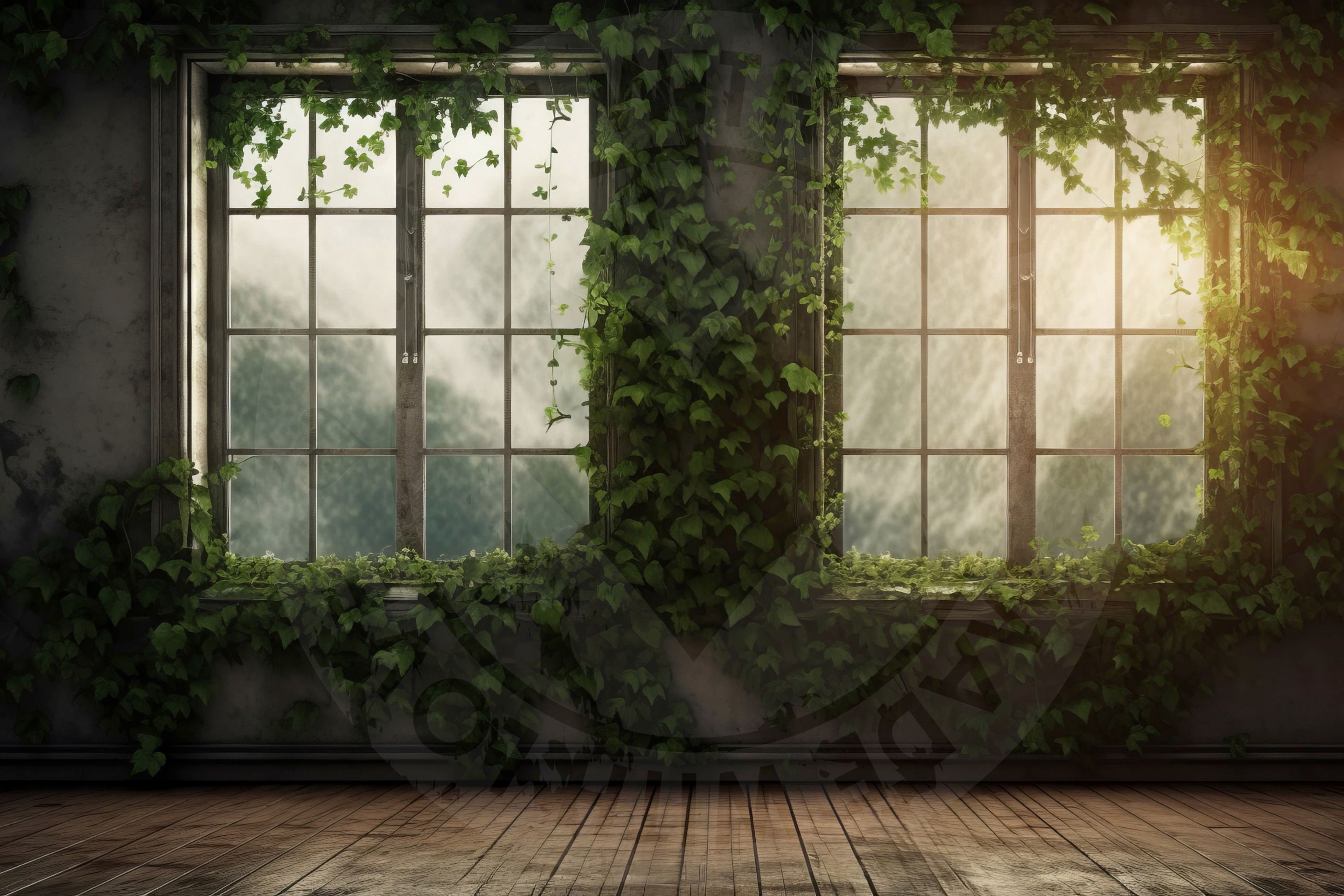 12 Digital Backdrops of Ivy Covered Window Interiors Volume 2 for ...