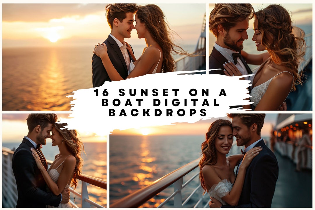 16 Digital Backdrops of Caribbean Sunsets on a Boat for Bridal, Wedding ...