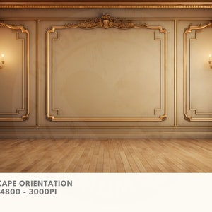 12 Digital Backdrops of Mansion Wall Interiors (color Gold) Volume 2 ...