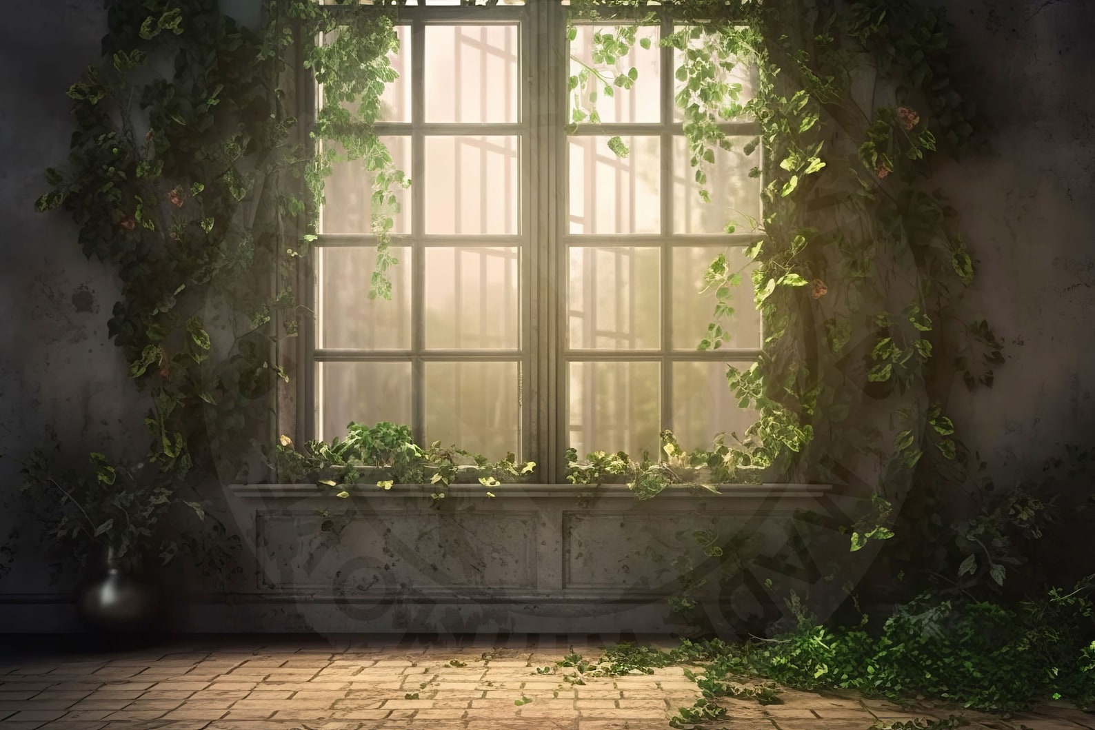 12 Digital Backdrops of Ivy Covered Window Interiors for Wedding ...