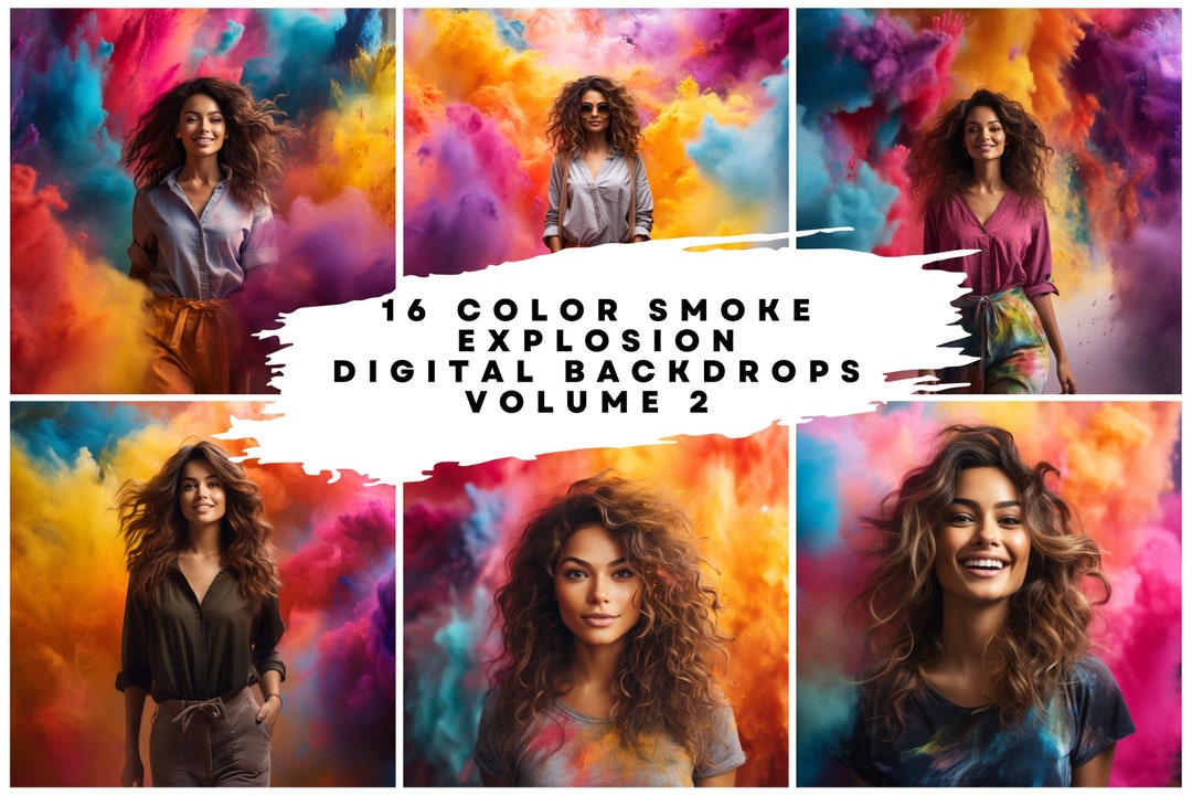 16 Color Smoke Explosion Digital Backgrounds at 300DPI size: 5760 X ...