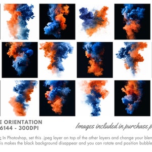 20 Digital Orange and Blue Smoke Overlay Images at 300DPI (size: 6144 X ...