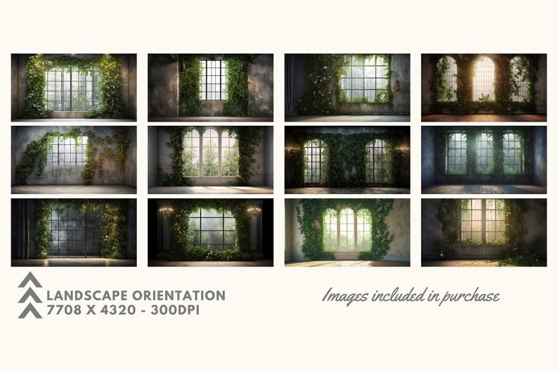 12 Digital Backdrops of Ivy Covered Window Interiors for Wedding ...