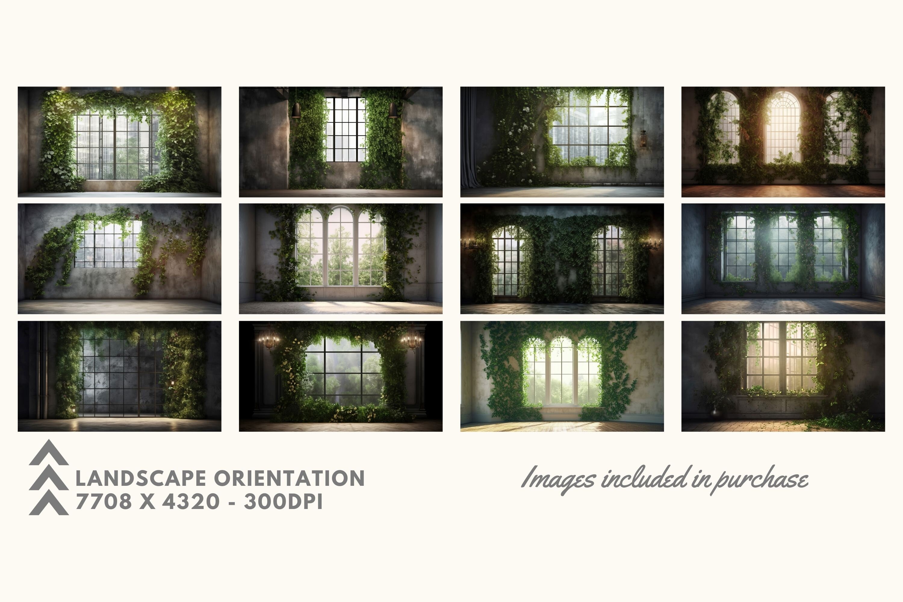 12 Digital Backdrops of Ivy Covered Window Interiors for Wedding ...