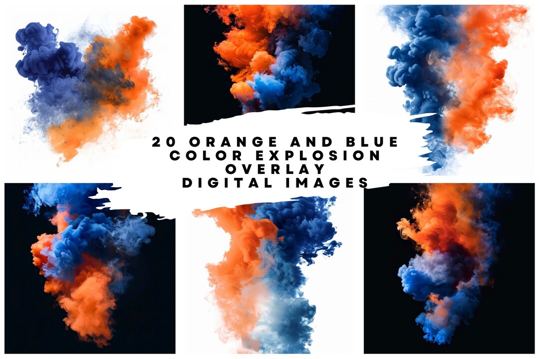 20 Digital Orange and Blue Smoke Overlay Images at 300DPI (size: 6144 X ...