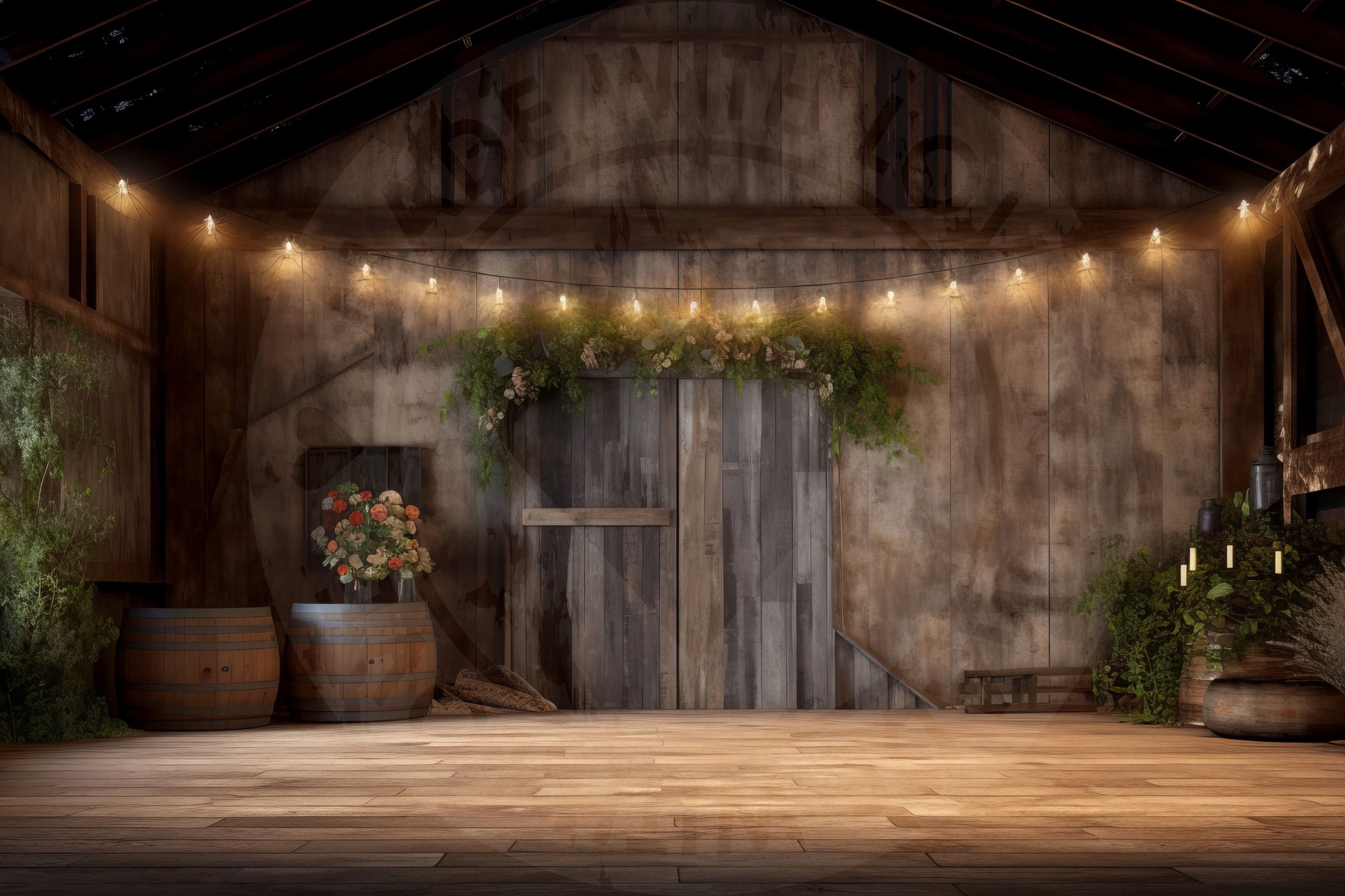 12 Digital Backdrops of Rustic Barn Interiors Volume 2 for Wedding ...