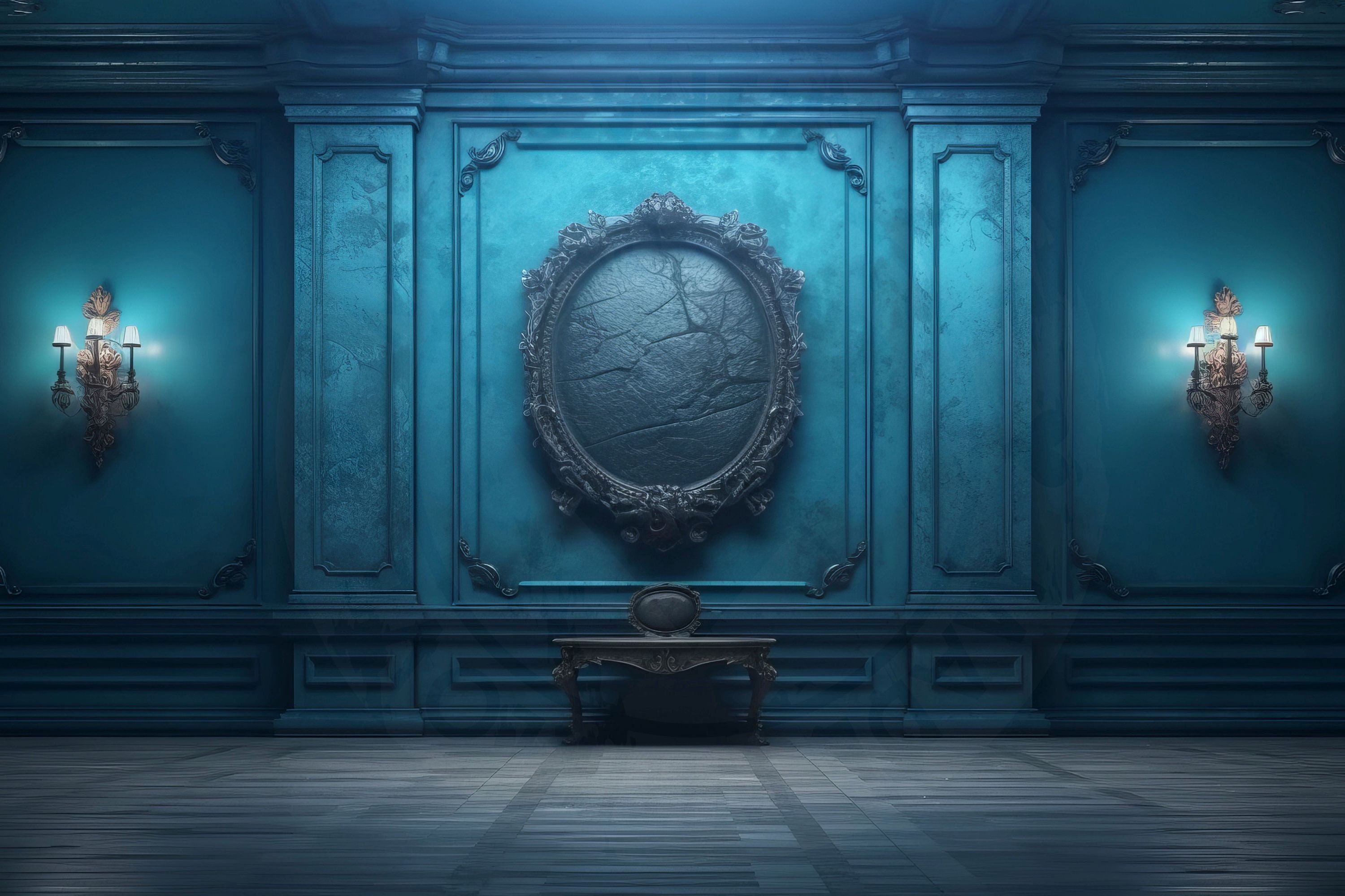 12 Digital Backdrops of Mansion Wall Interiors color Teal for Wedding ...