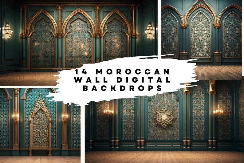14 Digital Backdrops of Moroccan Wall Interiors for Wedding, Maternity ...