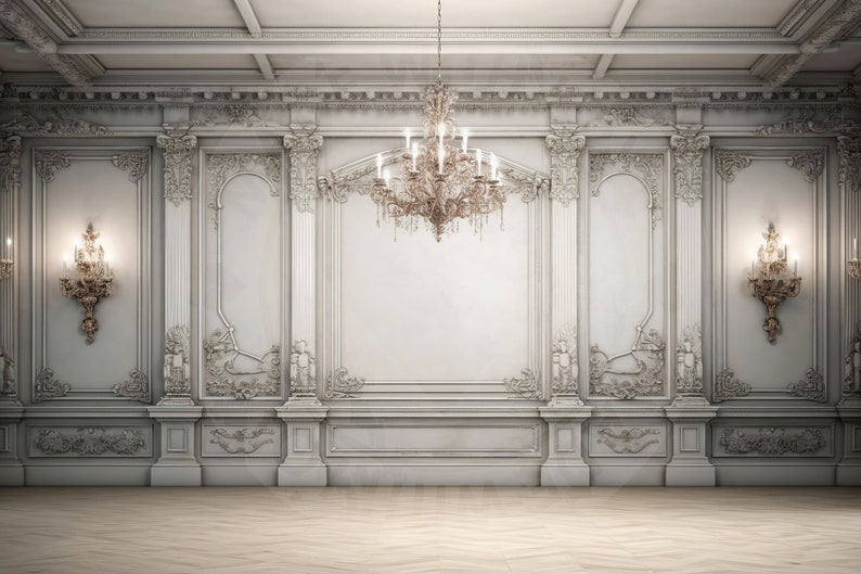 12 Digital Backdrops of Mansion Wall Interiors color Silver for Wedding ...