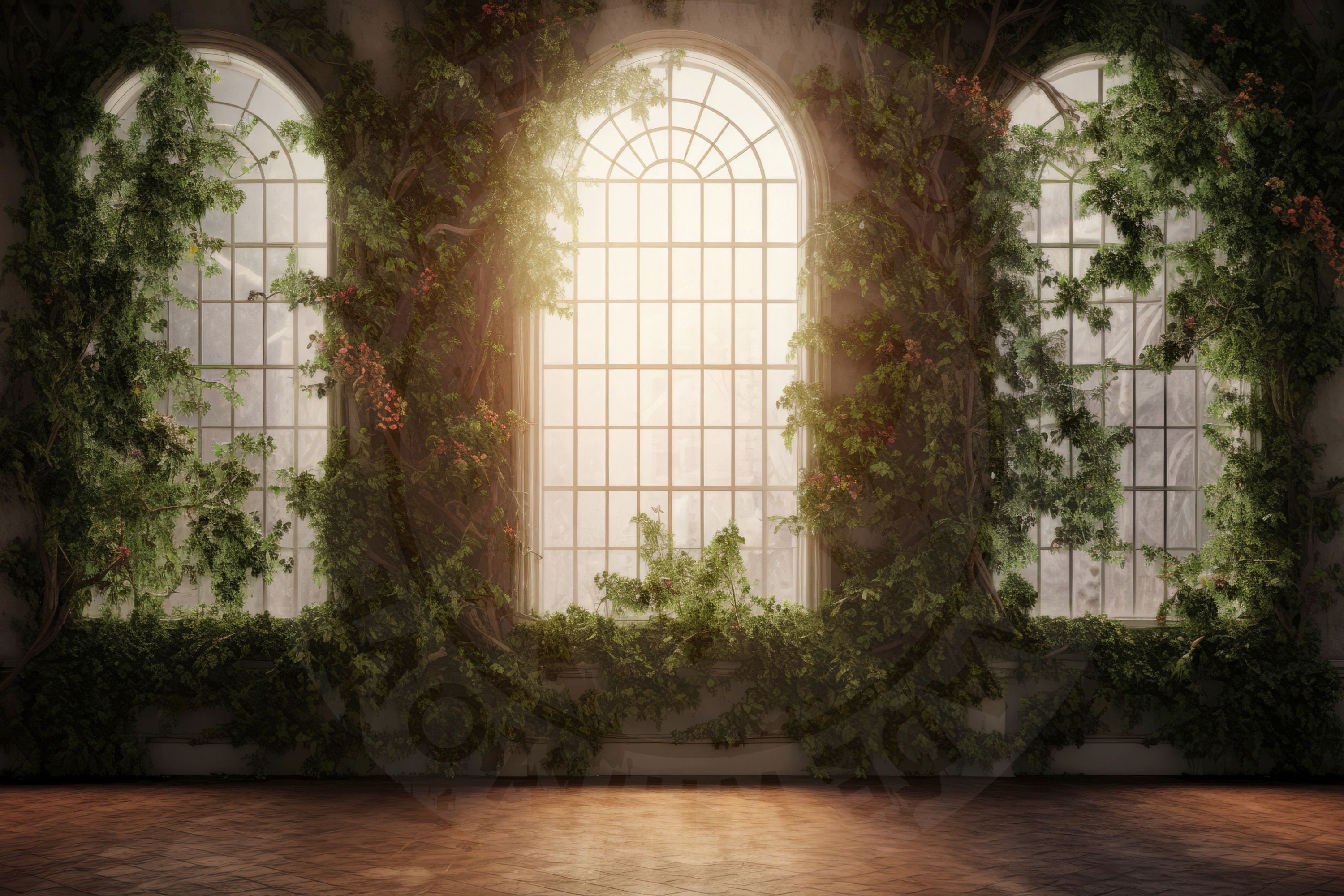 12 Digital Backdrops of Ivy Covered Window Interiors for Wedding ...
