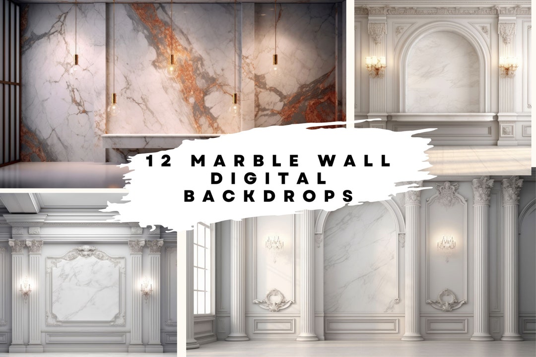 14 White Marble Background, Digital Backdrops of Mansion Marble Wall ...