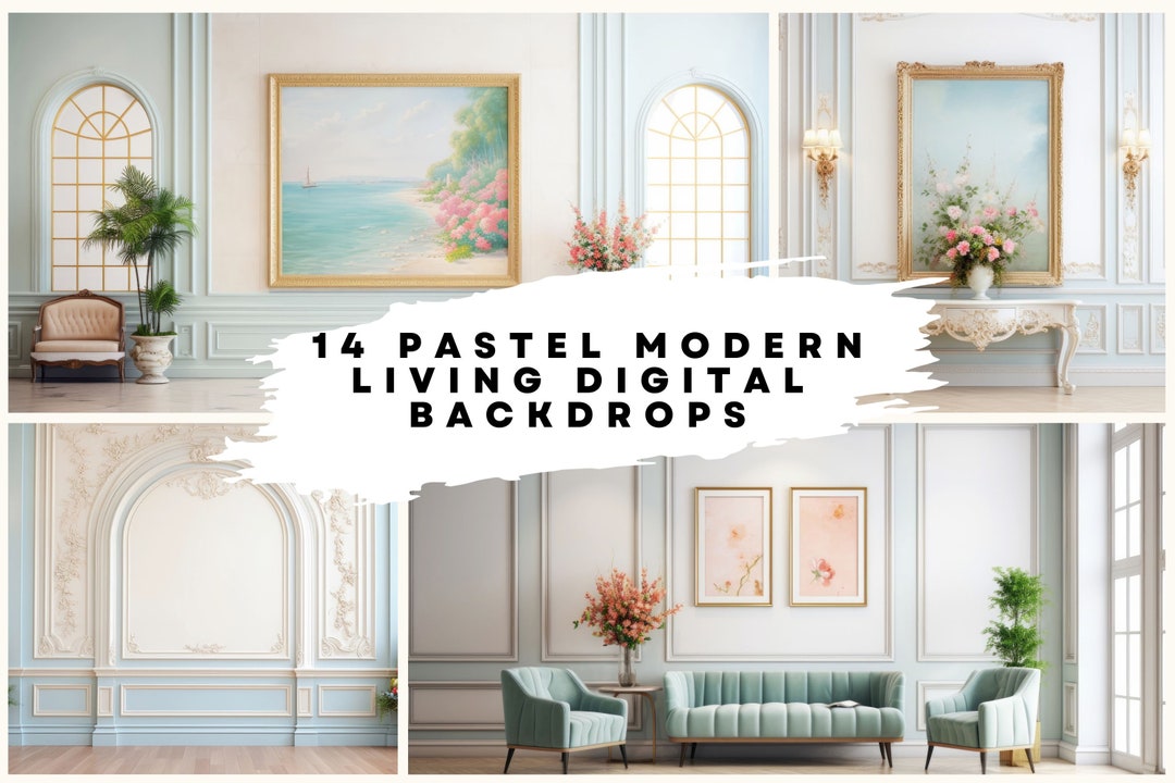 14 Modern Living Room Digital Backdrops Interiors for Wedding ...