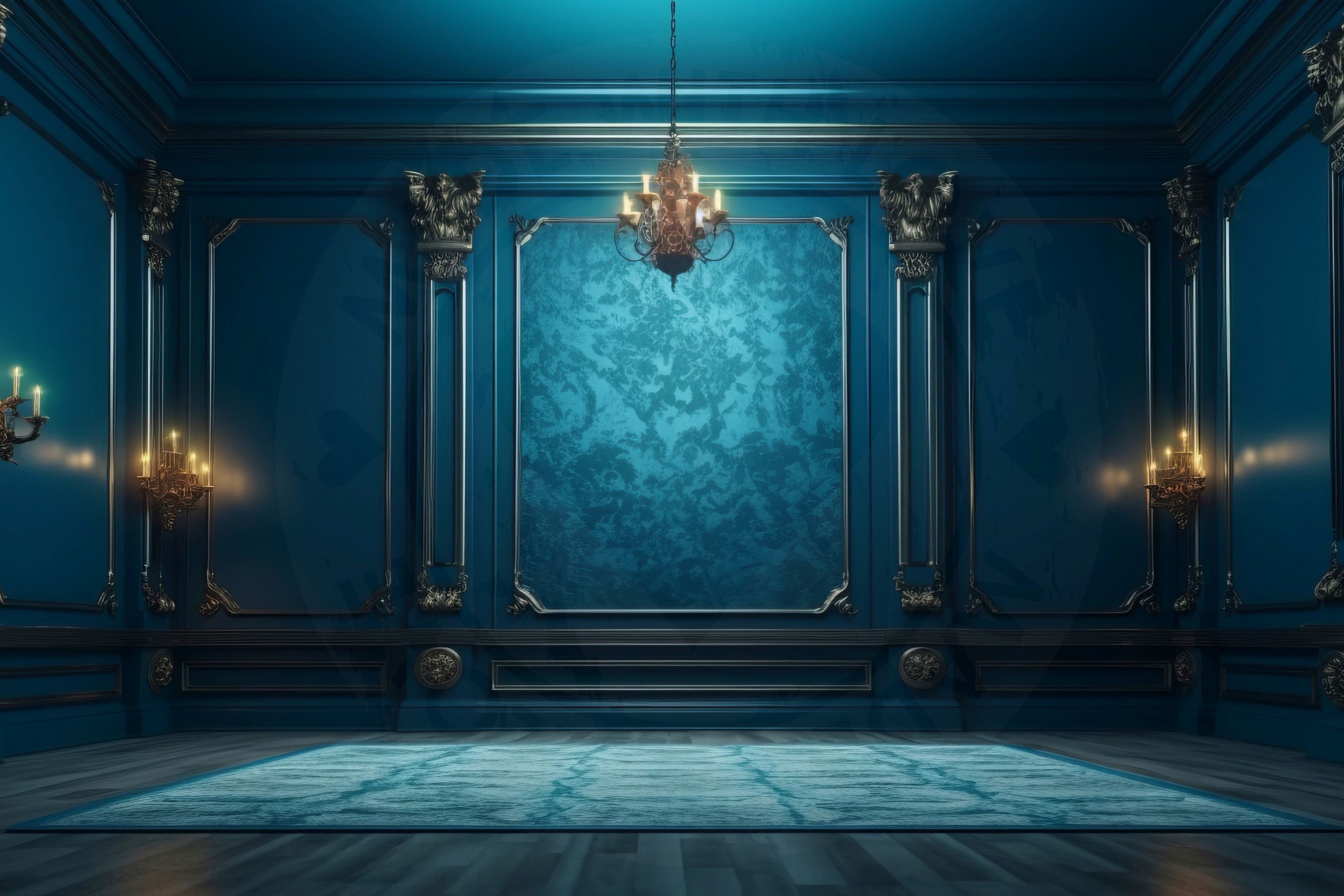 12 Digital Backdrops of Mansion Wall Interiors color Teal for Wedding ...