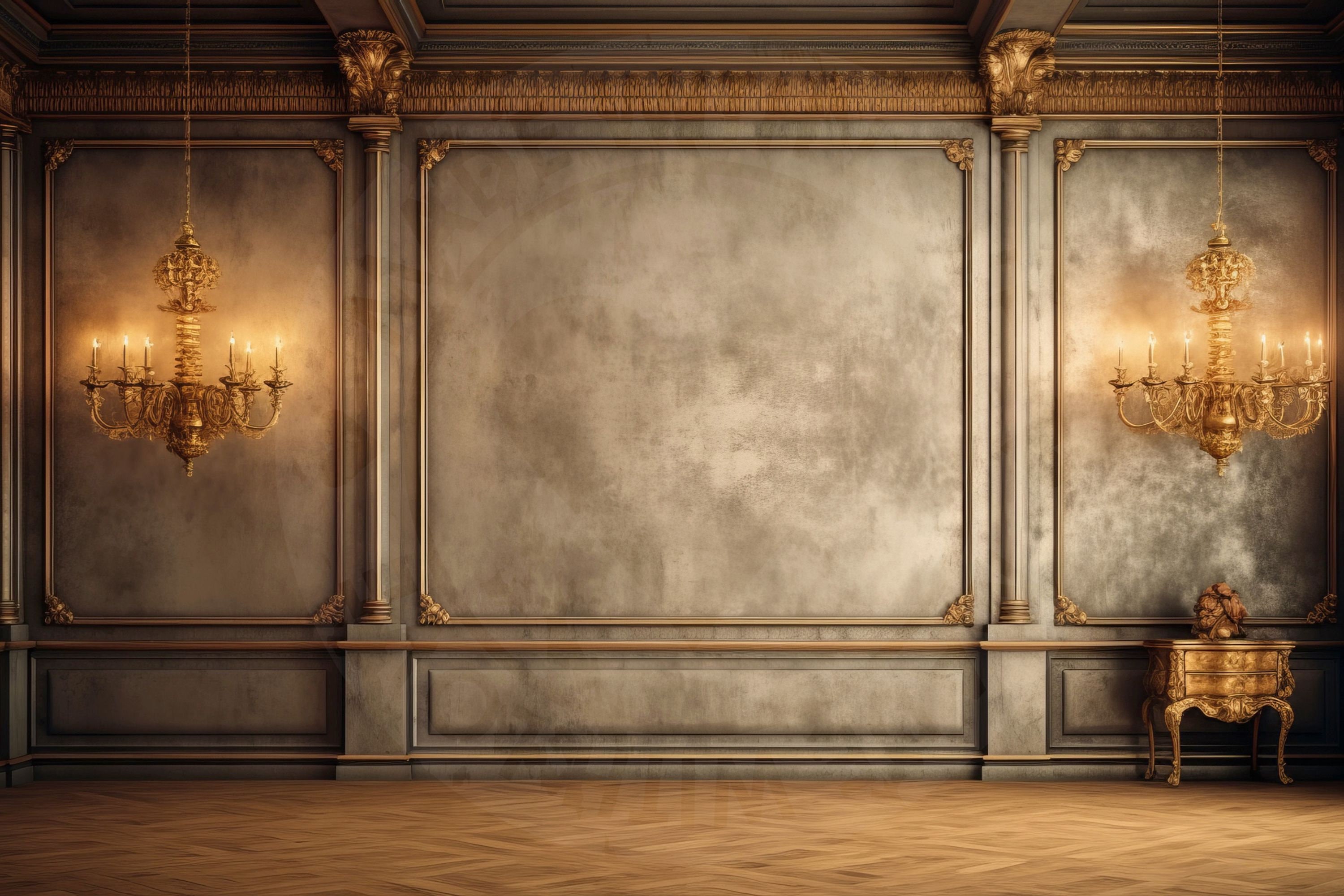 12 Digital Backdrops of Mansion Wall Interiors color Gold for Wedding ...