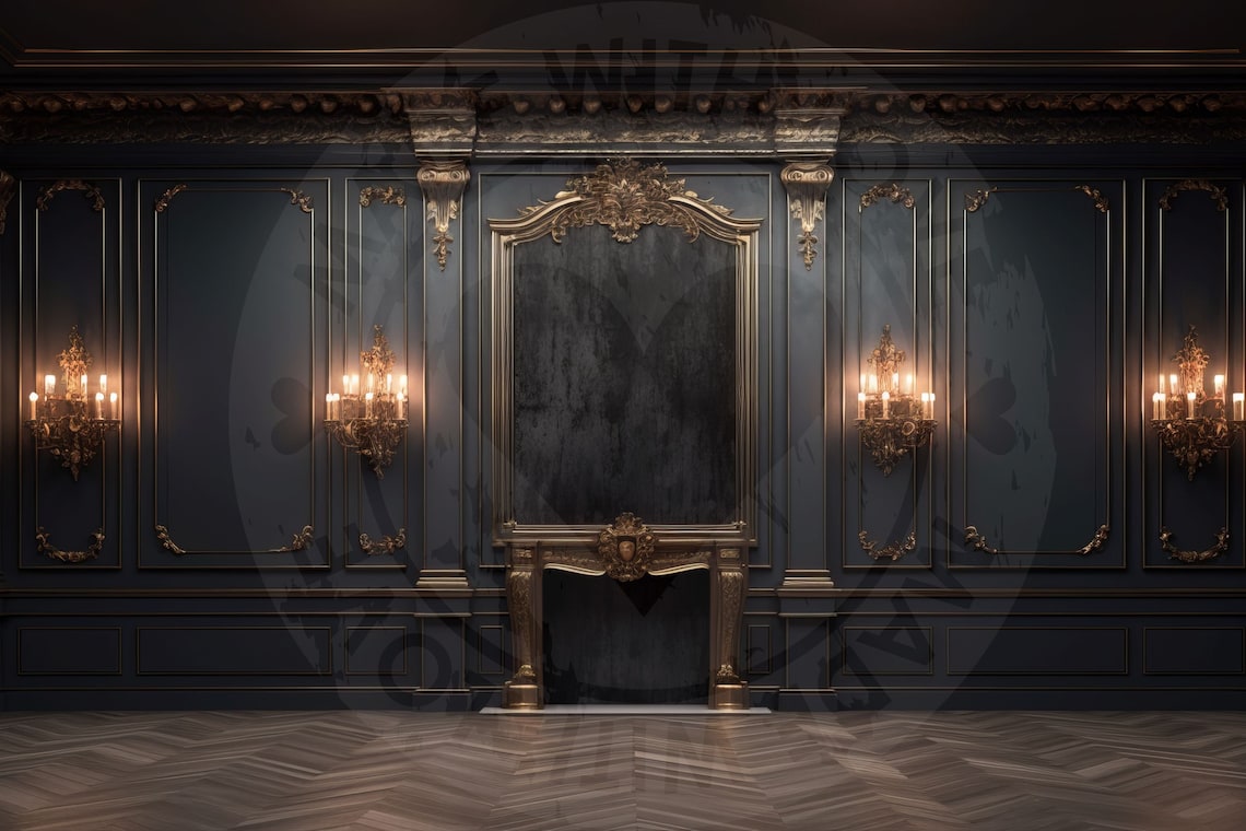 12 Digital Backdrops of Mansion Wall Interiors color Black for Wedding ...