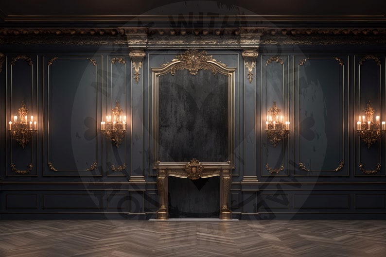 12 Digital Backdrops of Mansion Wall Interiors color Black for Wedding ...