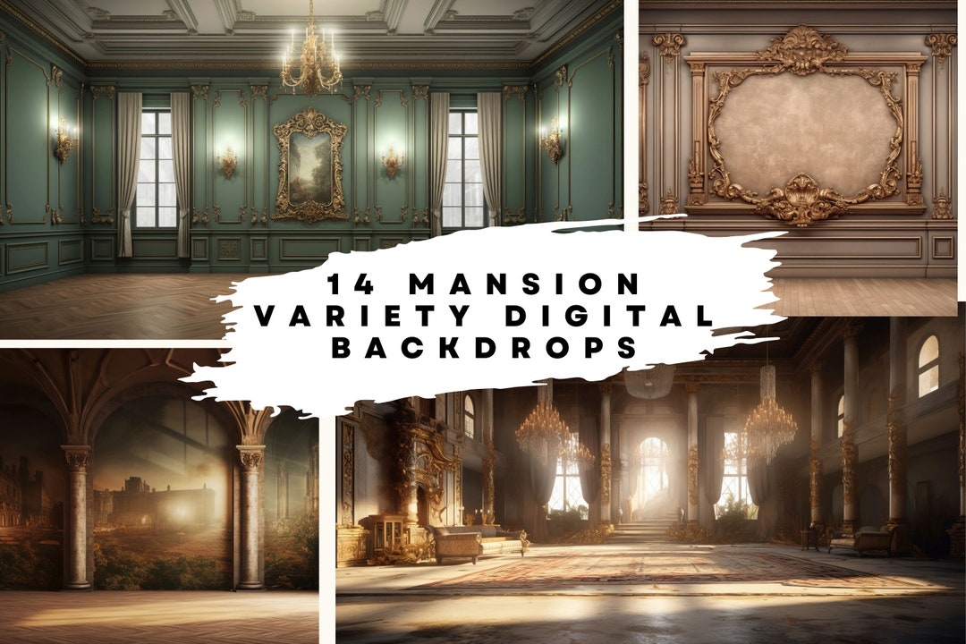 14 Digital Backdrops of Mansion Interiors (variety Pack) for Wedding ...
