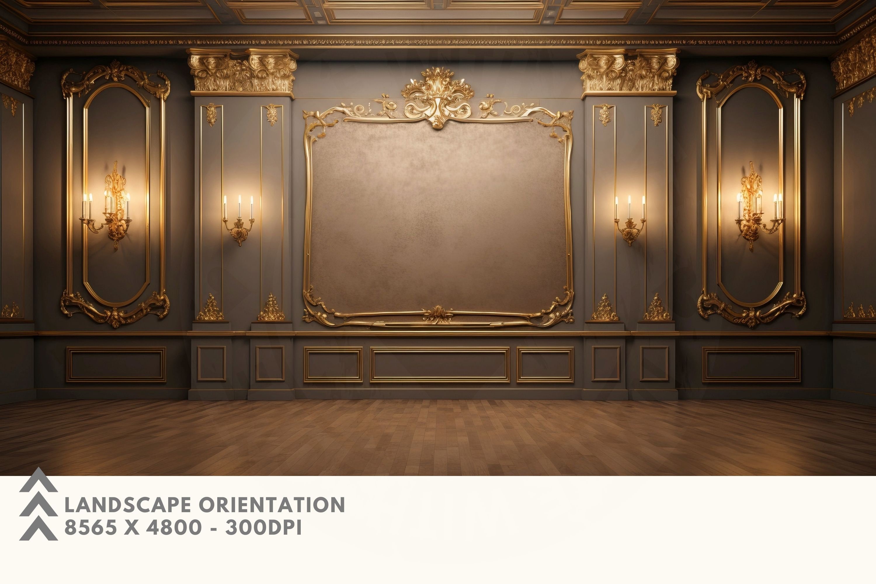 12 Digital Backdrops of Mansion Wall Interiors (color Gold) Volume 2 ...