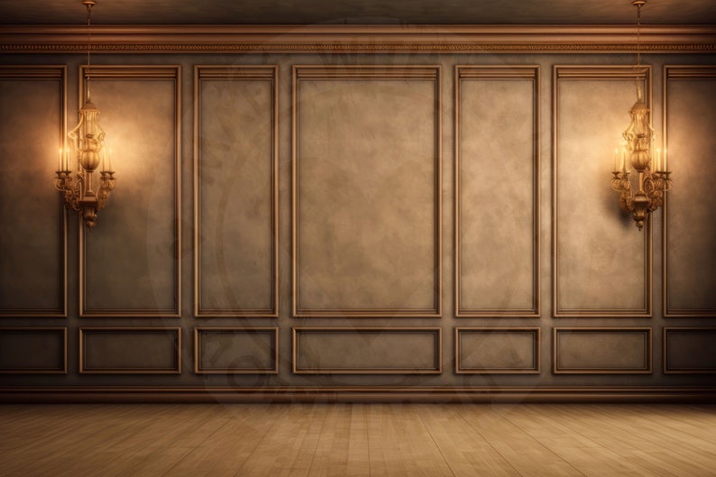 12 Digital Backdrops of Mansion Wall Interiors color Gold for Wedding ...