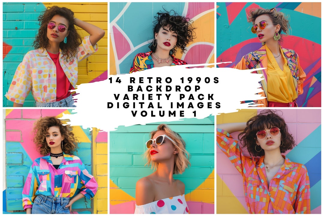 14 Retro 1990s Backdrop Digital Images for Bridal, Wedding, Maternity ...