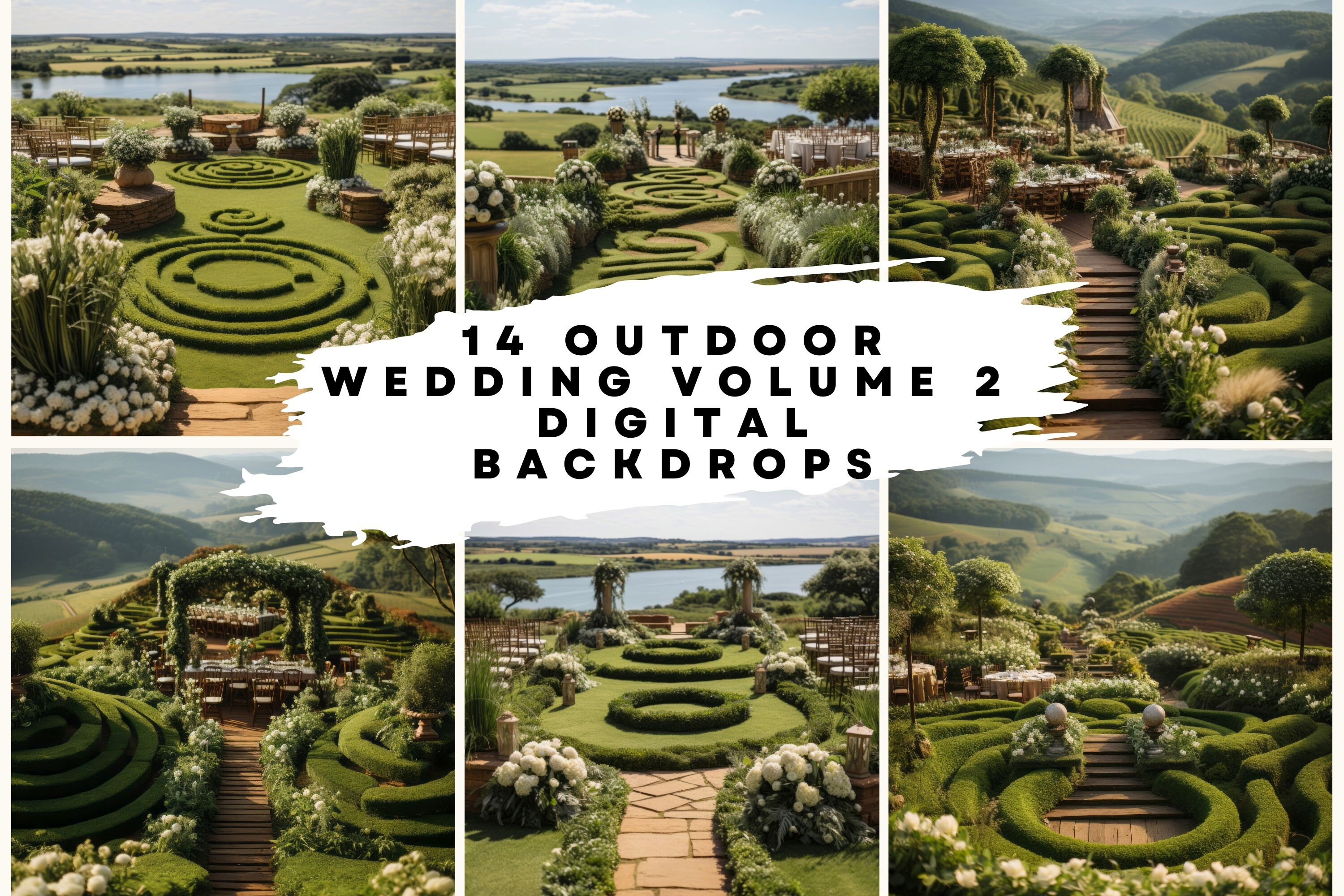 14 Outdoor Wedding Digital Backgrounds Volume 2 for Bridal, Wedding ...