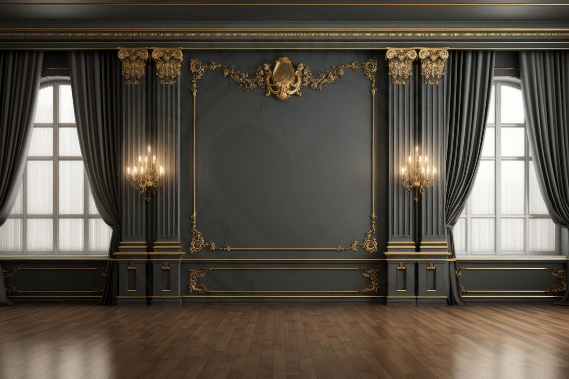 12 Digital Backdrops of Mansion Wall Interiors color Black - Etsy
