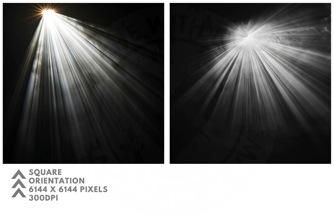 16 Digital Sun Ray Overlay Images at 300DPI size: 6144 X 6144 for Dance ...